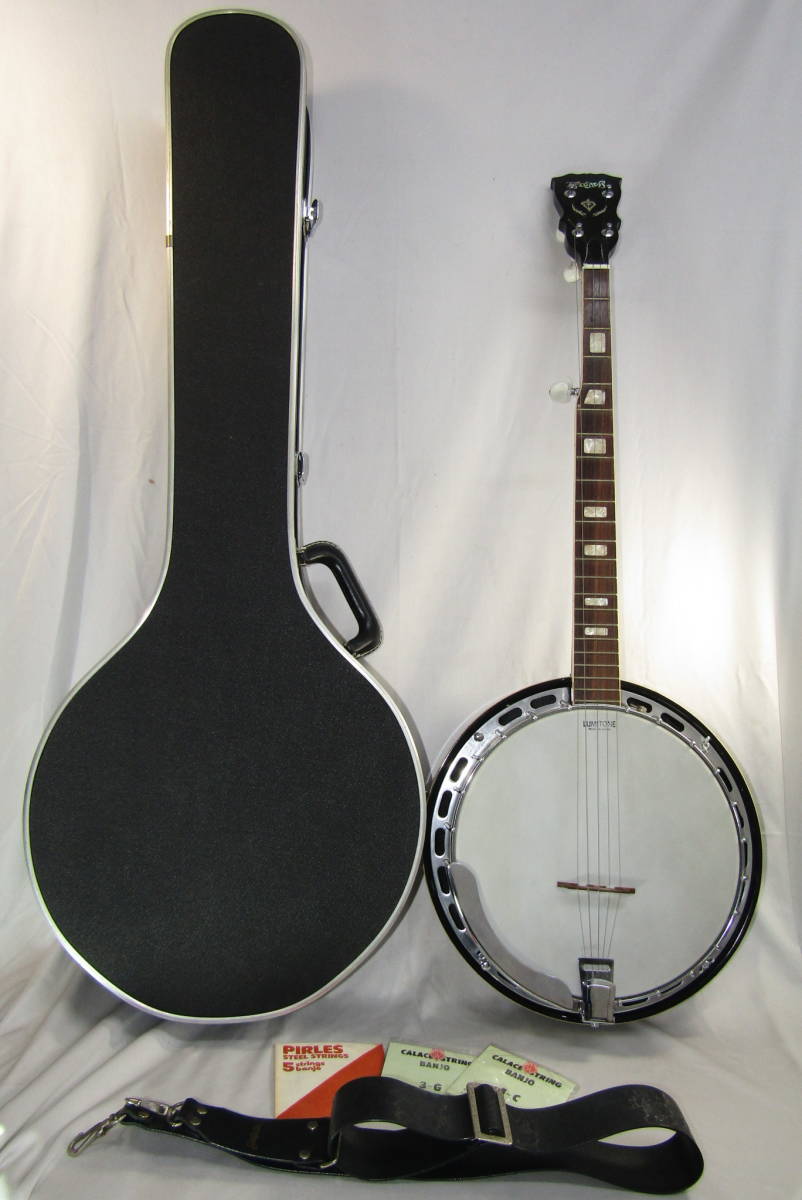 t1524 TETOMAS バンジョー BANJO 5弦 LUMITONE 日本製 ケース/ストリングス あり /ベルト付き 撥弦楽器 民族 ...