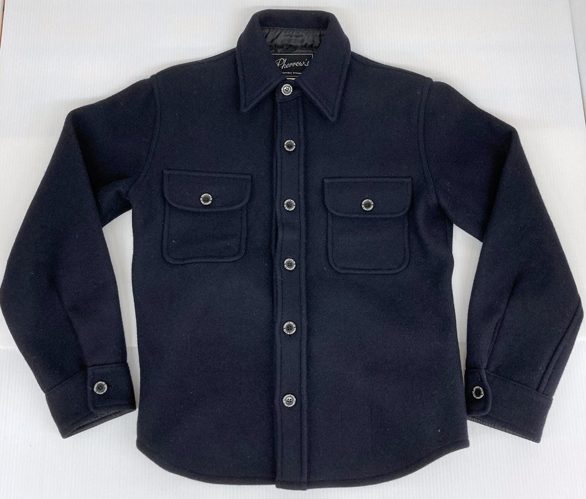 Pherrow's フェローズ CPO ウールシャツ サイズ38 ネイビー シャツジャケット 日本製 Chief Petty Officer Shirts collar wool jacket ...