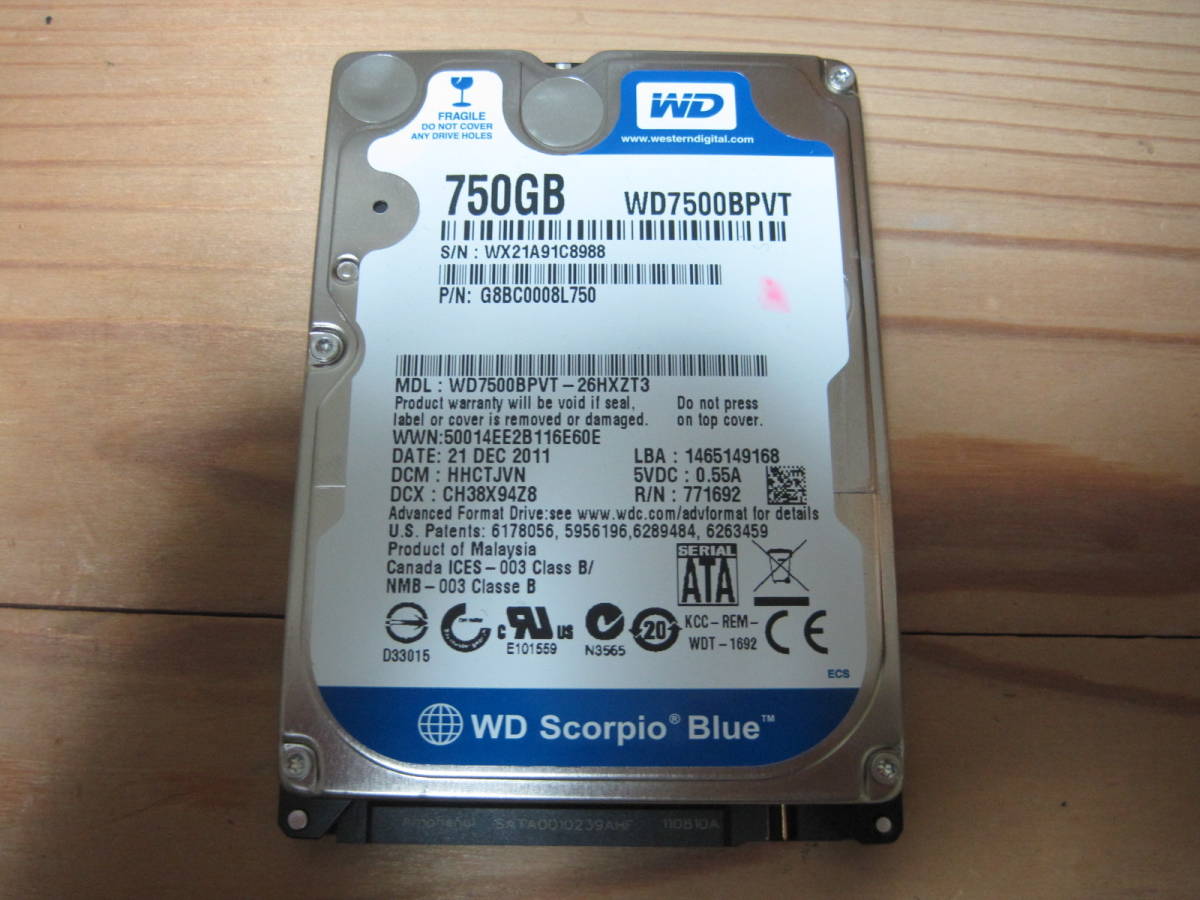 WesternDigital WD7500BPVT 2.5 750GB SATA(500GB～)｜売買されたオークション情報、yahooの商品 ...