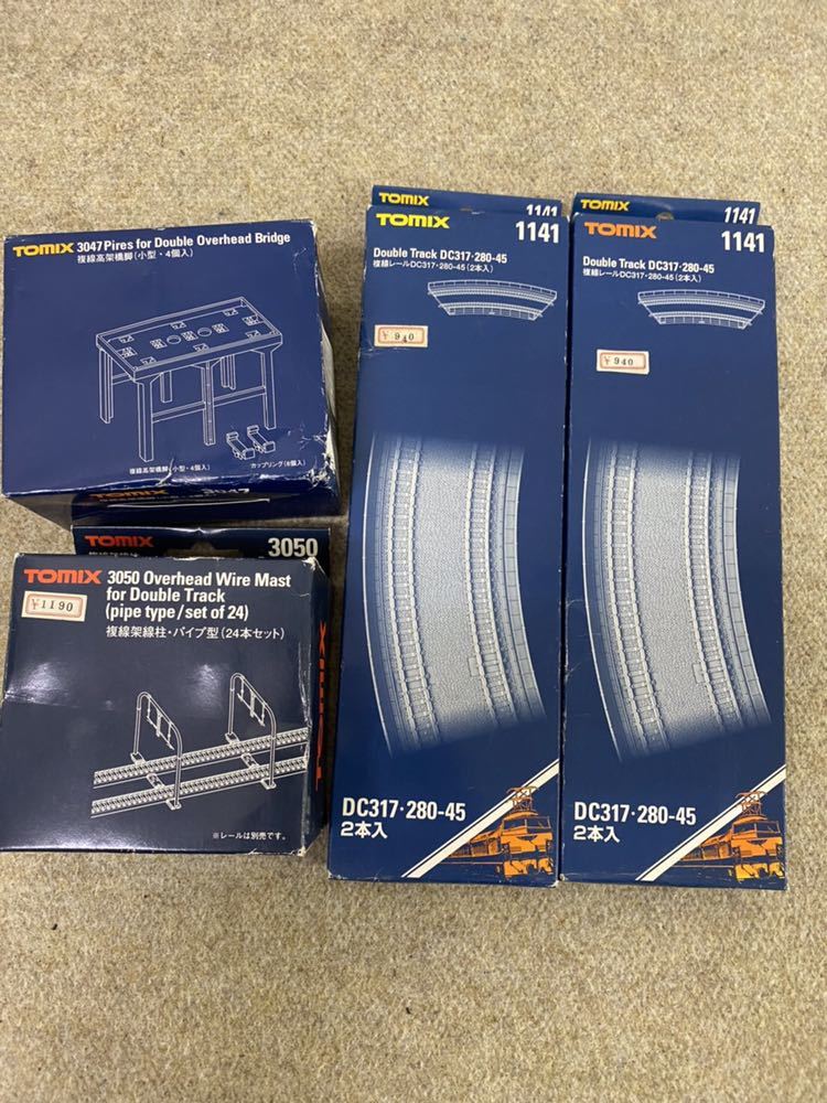 TOMIX 1141 複線レールDC317 280-45 2本入 ×2/3047 複線高架橋脚 小型 4個入 /3050 複線架線柱 パイプ型 ...