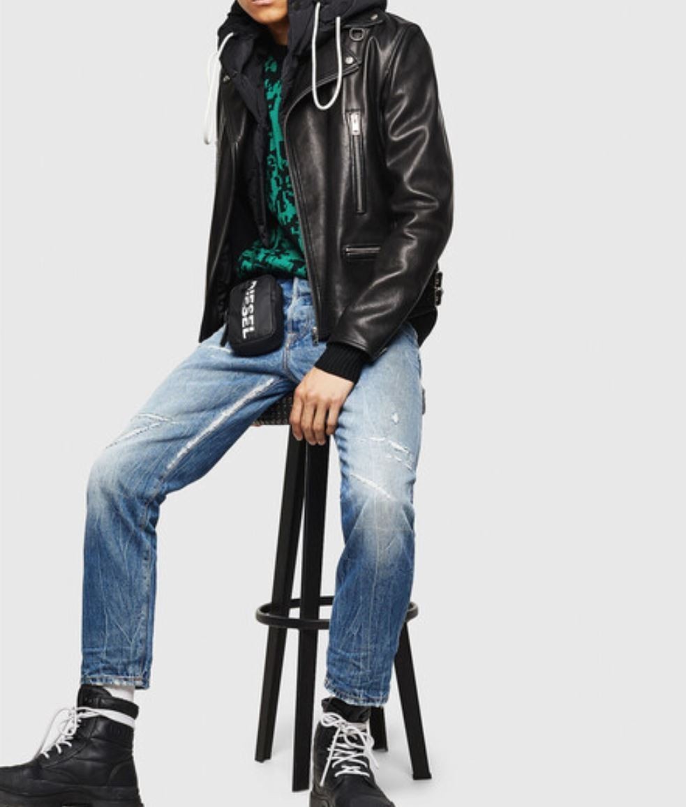 3E 定価149600円 DIESEL L-GOTIV BLACK LARGE ラム レザー ダブル ライダース ジャケット ...