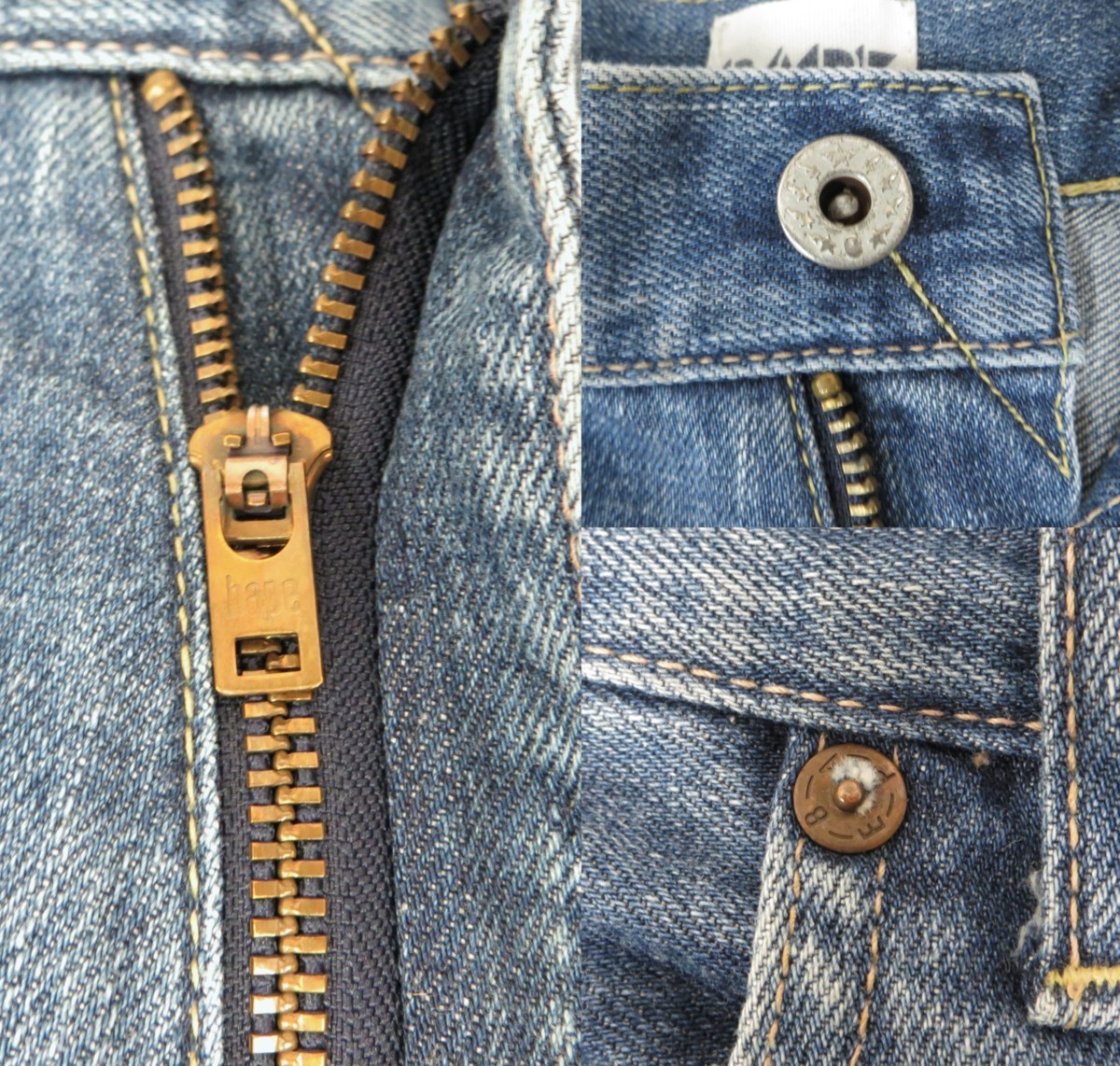 A BATHING APE バック 刺繍 デニム サイズ:M W約88cm ベイシングエイプ/ジーンズ/ロゴ/BAPE E1115-1500H ...