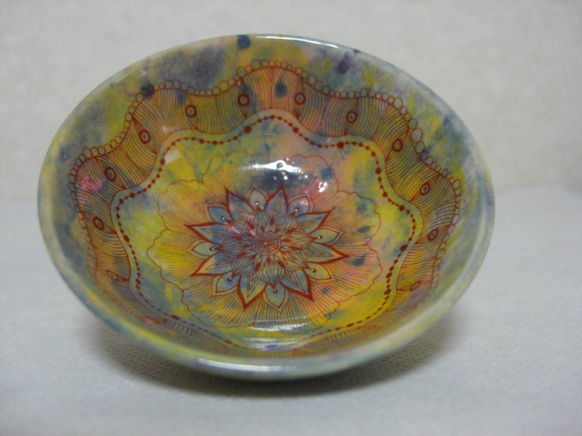 吉村茉莉 季色 踊る夏夜 赤絵細描盃 九谷焼 ぐい呑 酒器 酒盃 MARI Yoshimura 個展出品作 共箱 共布 栞付き 師:福島武山 ...