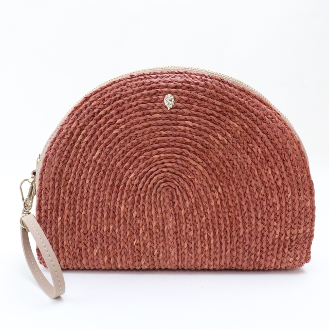 Y114 ヘレンカミンスキー LINA POCHETTE マルチポーチ クラッチバッグ HELEN KAMINSKI ラフィア×レザー製 ...
