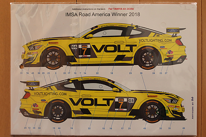 ブルースタッフ 1/24 フォード マスタング GT4 VOLT IMSA アメリカ ウィナー 2018 デカール タミヤ Blue ...