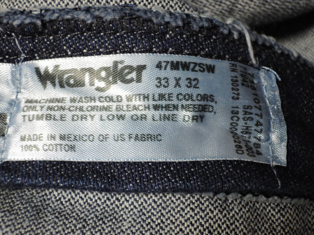 デッドストック品:Wrangler 47MWZ ラングラー ブロークンデニム W33 L32 ブルーベル 未着用 irregular(W33 ...