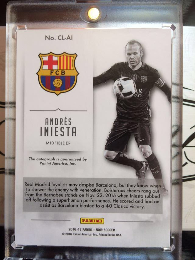 2016-17 Panini Noir Soccer Club Signatures Andres Iniesta /99 イニエスタ ...