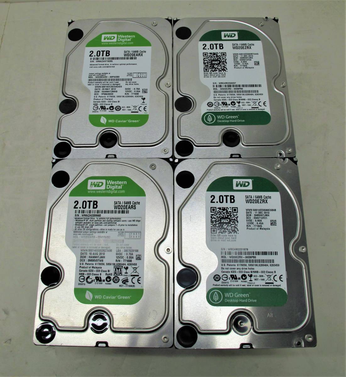 WesternDigital 2TB HDD4個セット 3.5 SerialATA CrystalDiskInfo確認時正常 使用1万5000 ...