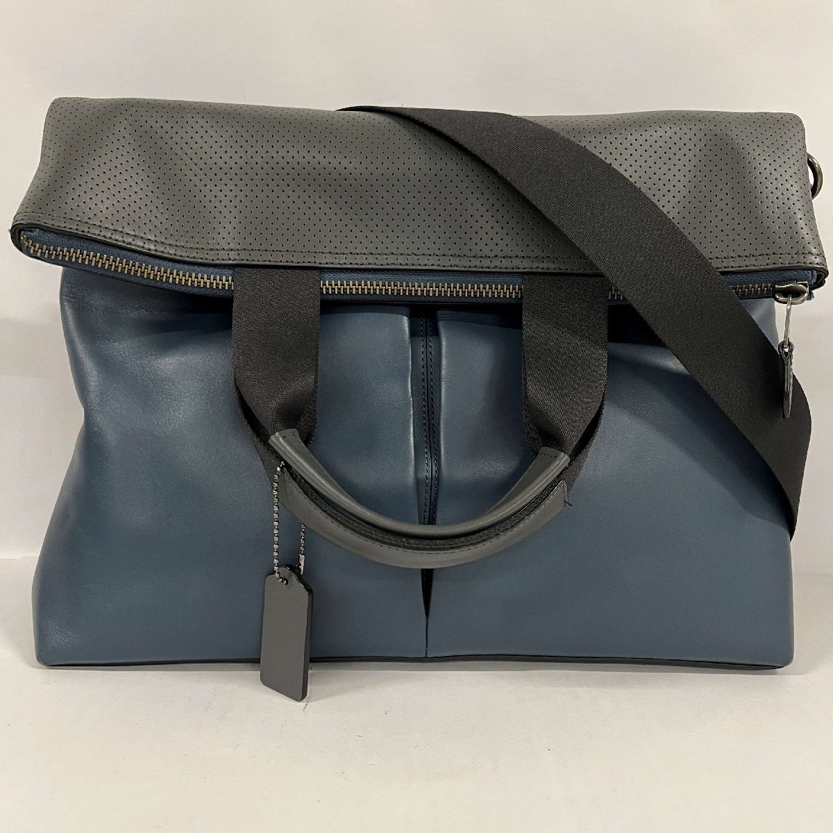 COACH F57569 ショルダーバッグ＜バッグ＞コーチ トートバッグ ハンドバッグ レザーネイビー シルバー金具 メンズ 男性(その他 ...