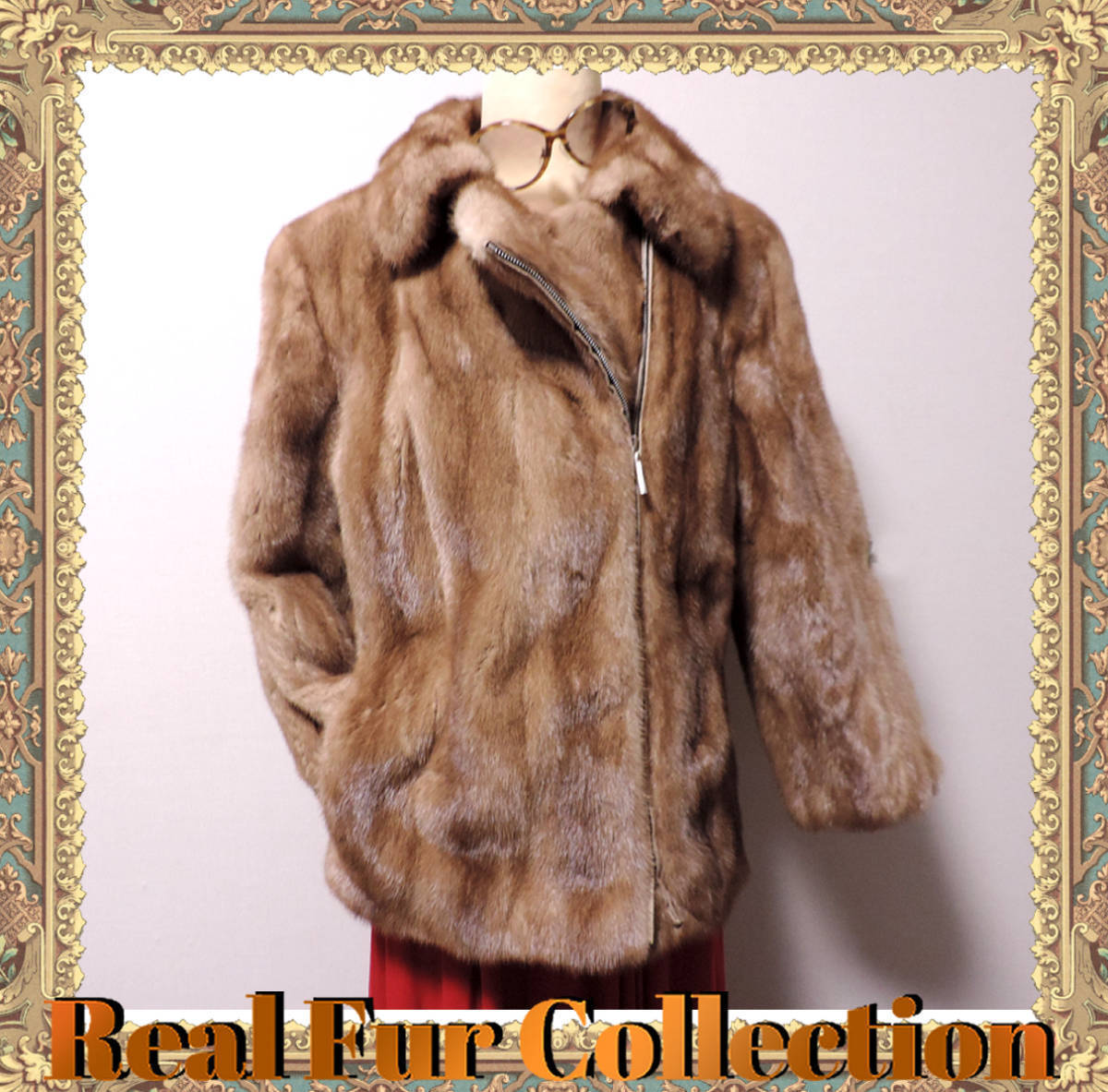 FERAUD 毛皮コート 本物 パステルミンク セミロングコート ジップアップ Club藤 着丈66cm 裾周囲128cm 280(ミンク ...