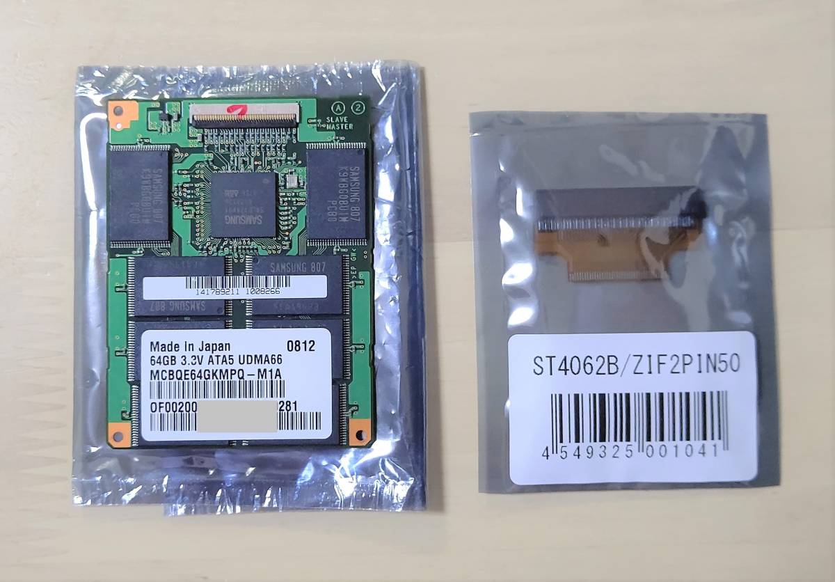超稀少 1.8インチ Zif SSD 64GB SLC Samsung MCBQE64GKMPQ-M1A 50pin PATA ATA-66 ...
