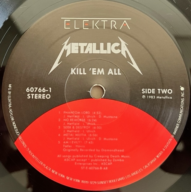 LP HR/HM/METALLICA/KILL ’EM ALL/ELEKTRA 60766-1/US盤 88年 ALLIED 工場 PRESS MASTERDISK 刻印有 SHRINK 準美 ...