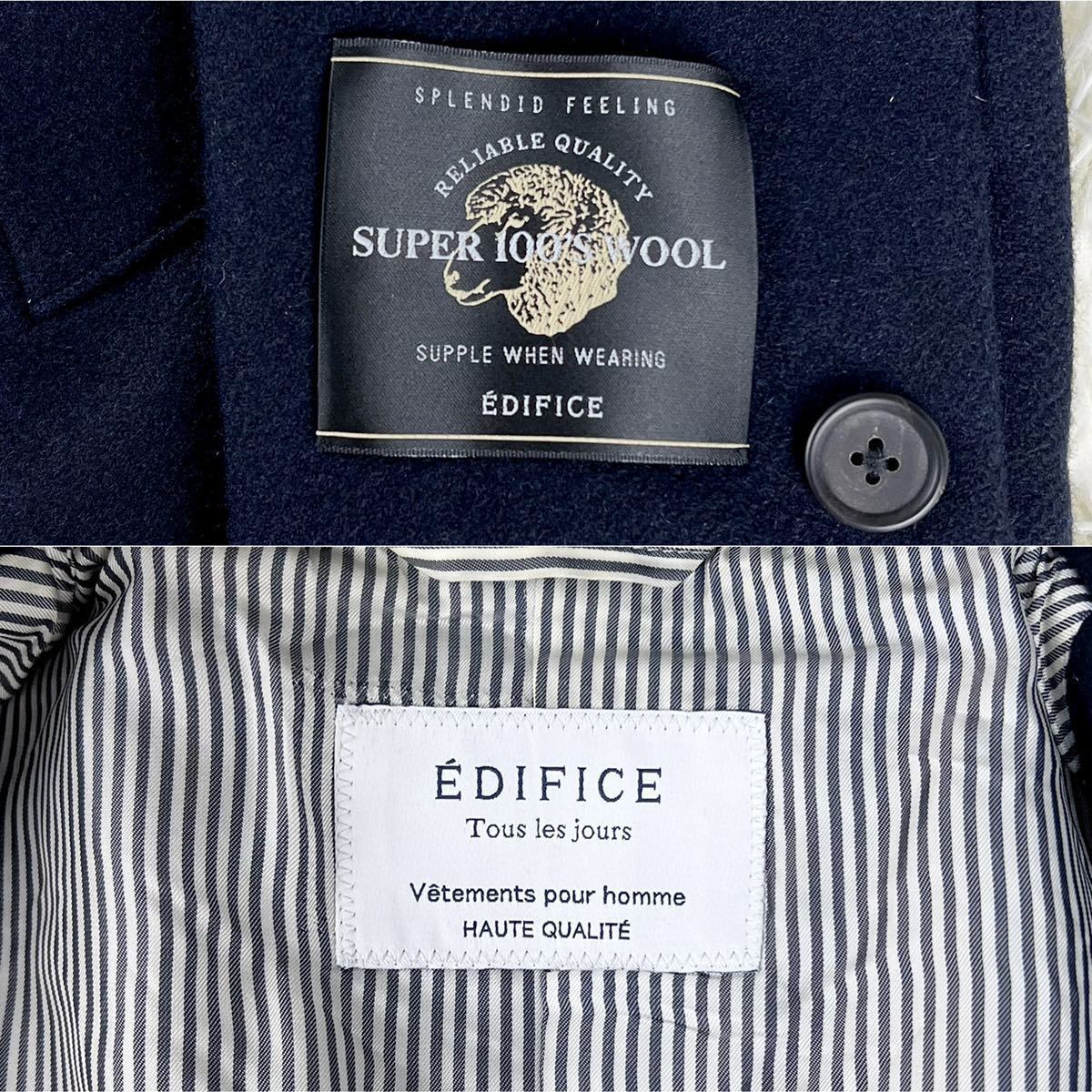 美麗品 Mサイズ エディフィス SUPER 100’S WOOL使用 EDIFICE ウール100% チェスターコート ストライプ 羊毛 ネイビー 紺 メンズ(コート)｜売買されたオークション ...