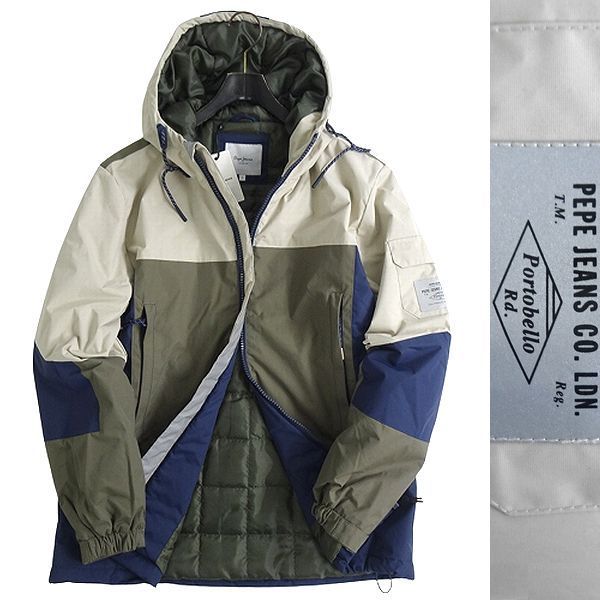 PEPE JEANS LONDON ペペジーンズ ロンドン 定価2.9万 撥水ナイロン フルジップ 中綿ジャケット ブルゾン PM402181 586 M 044 bus9366a(Mサイズ ...
