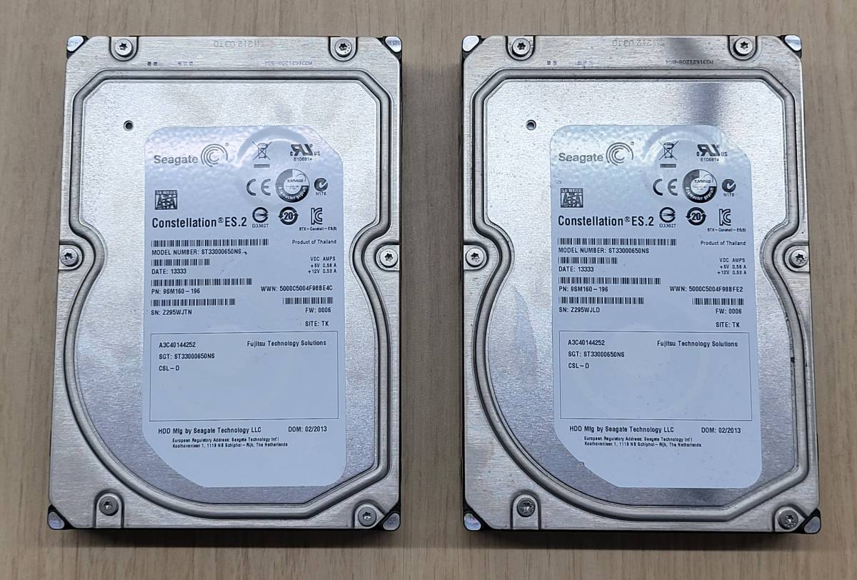 2個 Seagate Constellation ES.2 ST33000650NS 3TB ハードディスクHDD 3.5インチHDD ...