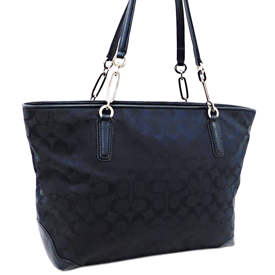 1円 コーチ トートバッグ 28601 ブラック系 キャンバス×レザー シグネチャー COACH Bms-27(トートバッグ)｜売買された ...