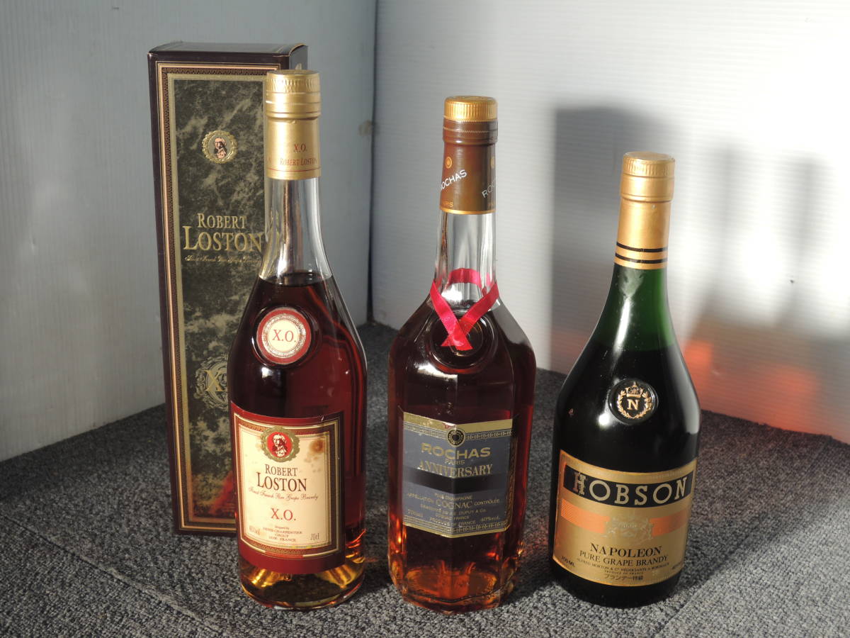 ブランデー 3本まとめ ROBERT LOSTON XO ROCHAS HOBSON ナポレオン コ ニャック /管理9451A11(その他 ...