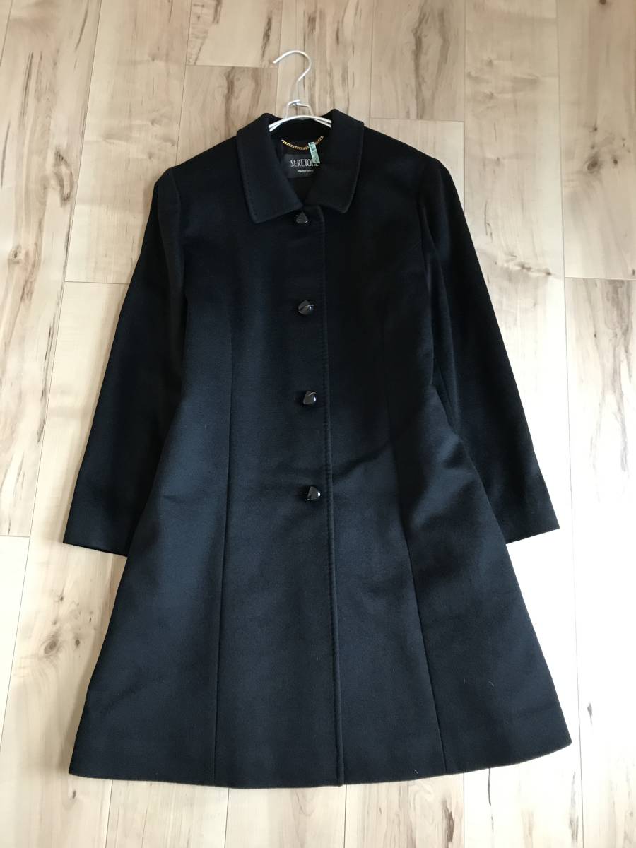 美 SERETONE サイズM-L カシミヤ100 黒 コート(Lサイズ)｜売買されたオークション情報、yahooの商品情報をアーカイブ公開 ...