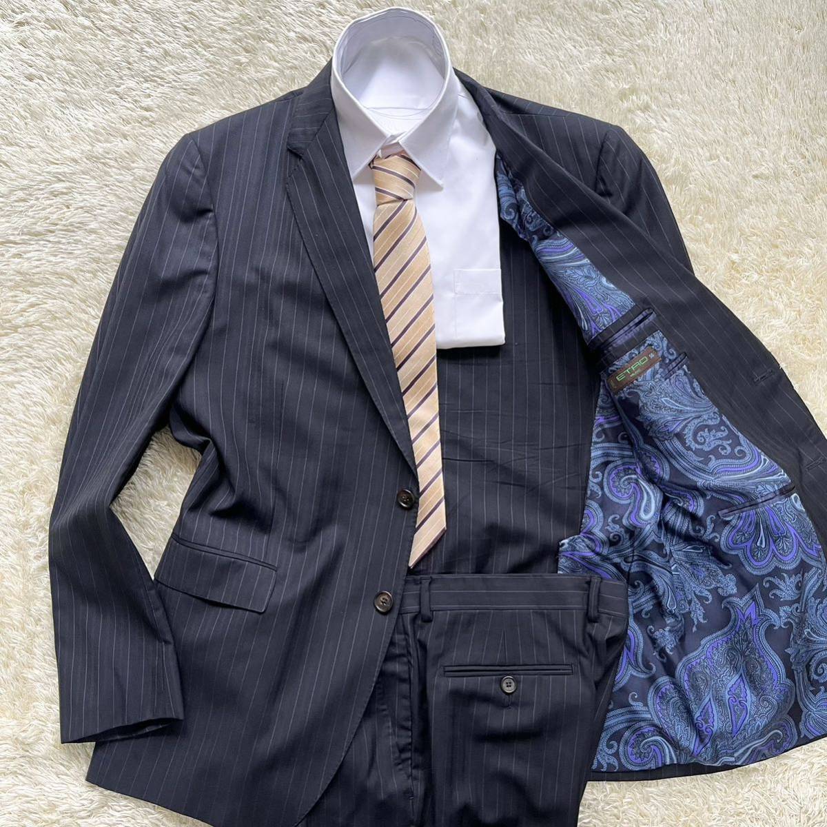 XXXXL エトロ 極上の着こなし ETRO スーツ セットアップ ジャケット ペイズリー柄 濃紺 56 シルク100% ウール ビジネス(XLサイズ以上)｜売買されたオークション情報 ...