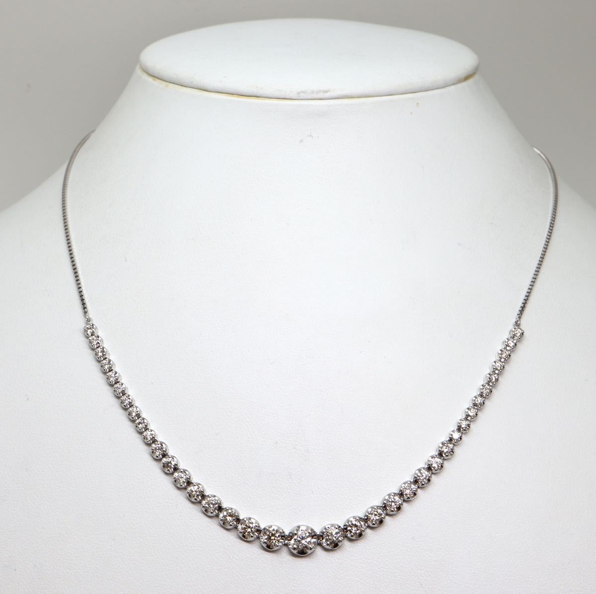 2.0ctUP 天然ダイヤモンドネックレス 2.00ct K18WG 45cm 8.6g diamond jewelry EH5/EH5 m ...