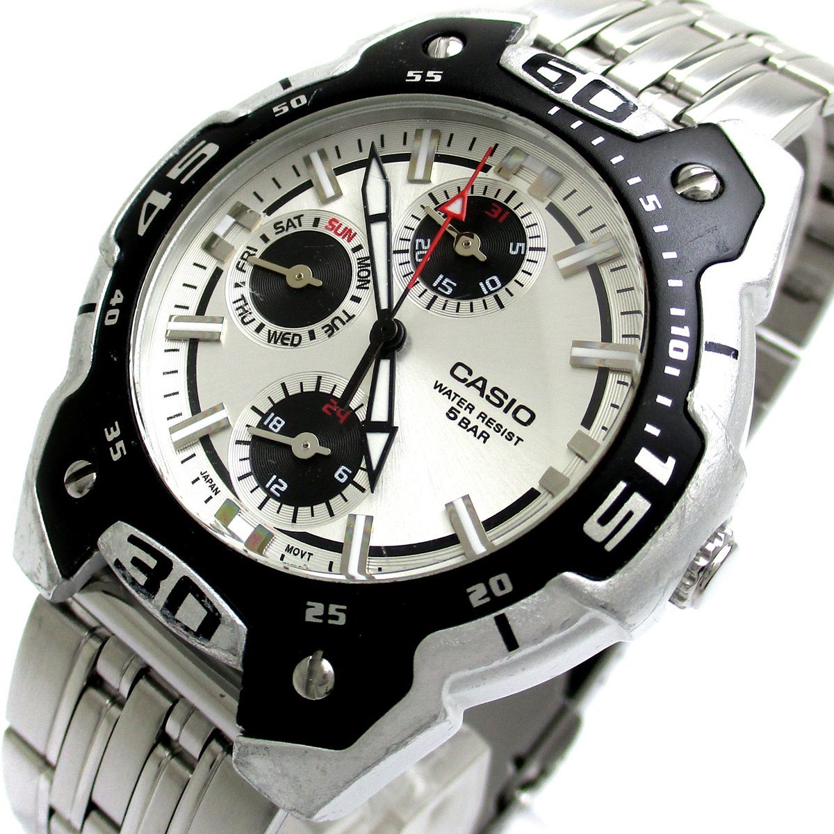 1円 カシオ スタンダード メンズ シルバー文字盤 MTR-302 時計 CASIO クォーツ MTR-302-7A1JF クリーニング済 ...