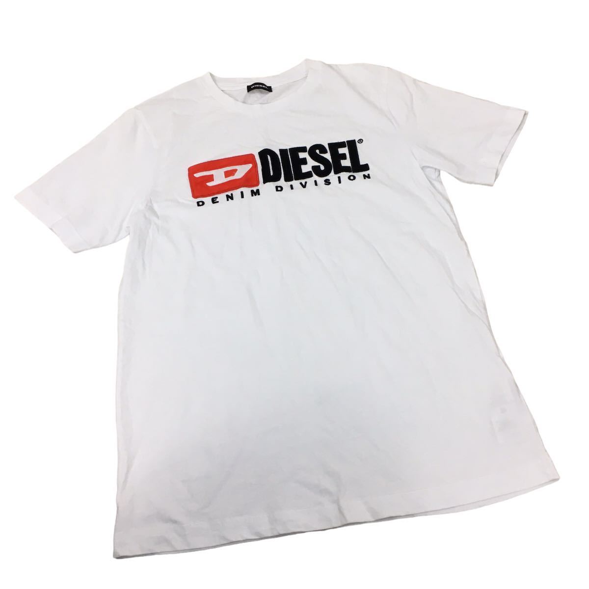 NC128 DIESEL ディーゼル デカロゴ 半袖 Tシャツ ティシャツ トップス カットソー メンズ XS ホワイト 白 コットン 綿 ...