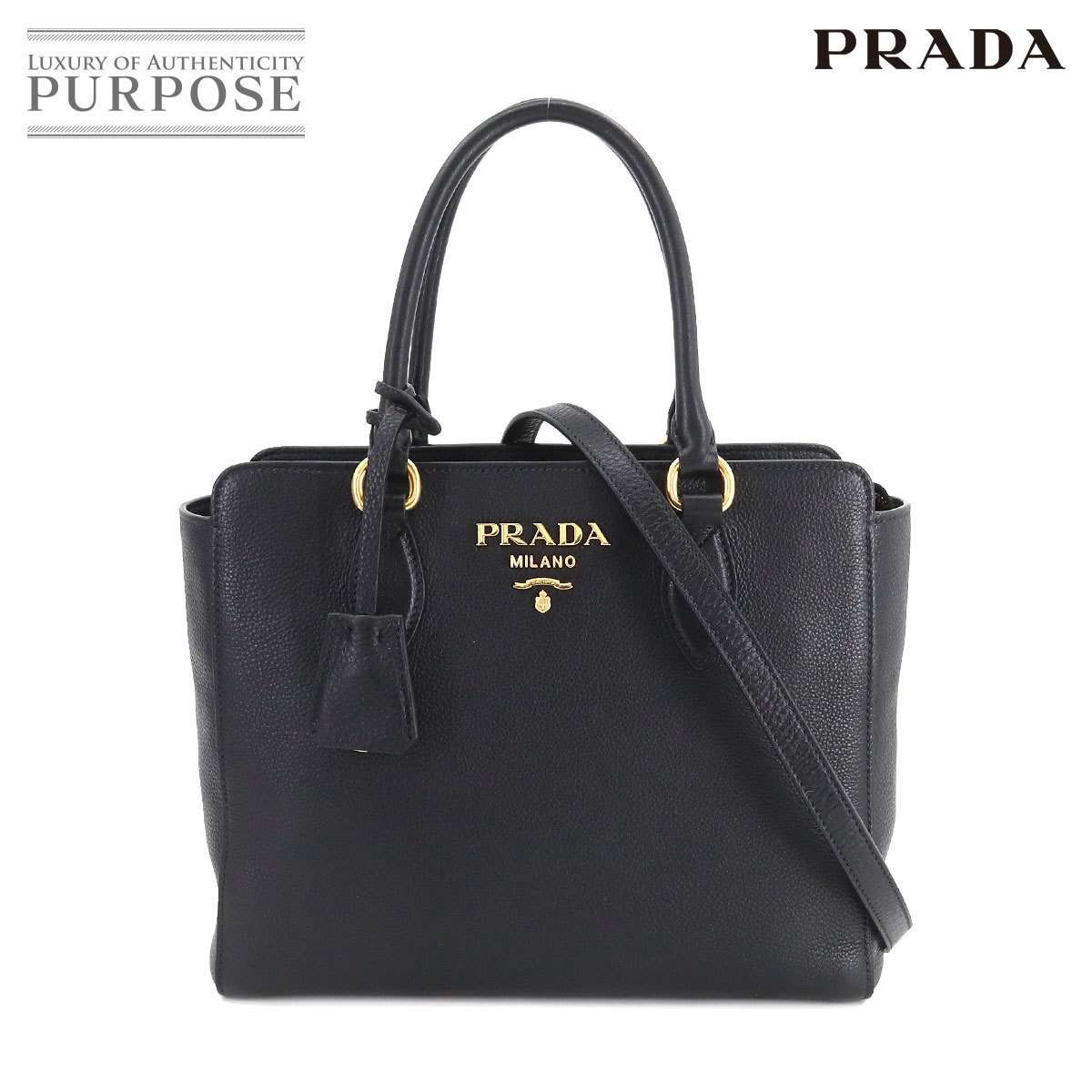 展示品 プラダ PRADA 2way ハンド ショルダー バッグ レザー ブラック 1BA205 ゴールド 金具 Hand Shoulder Bag 90192254(ハンドバッグ)｜売買され ...