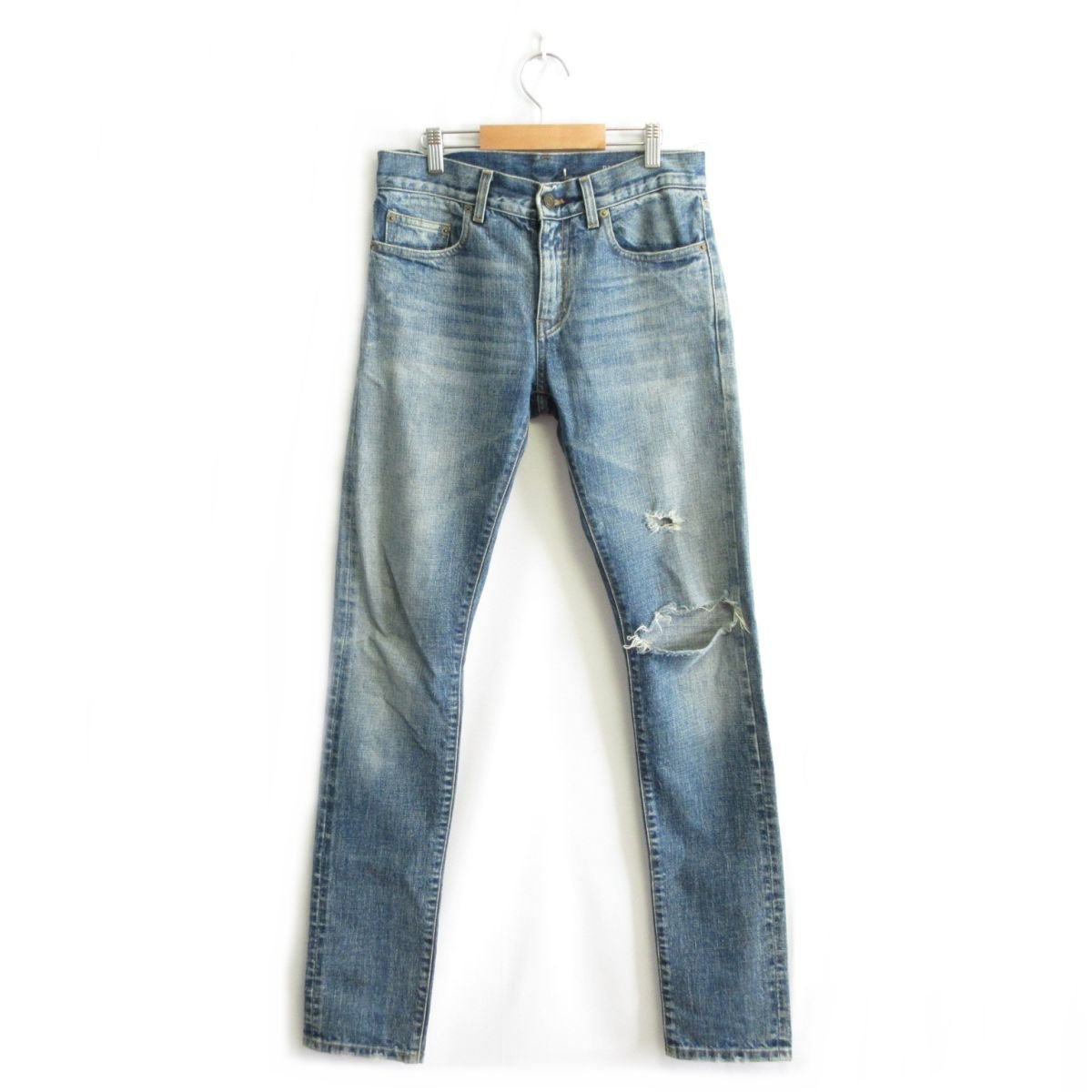 SAINT LAURENT サンローラン D02 M/SK-LW ダメージ加工 デニムパンツ ジーンズ 28 インディゴブルー(ボトムス)｜売買されたオークション情報、yahooの商品情報を ...
