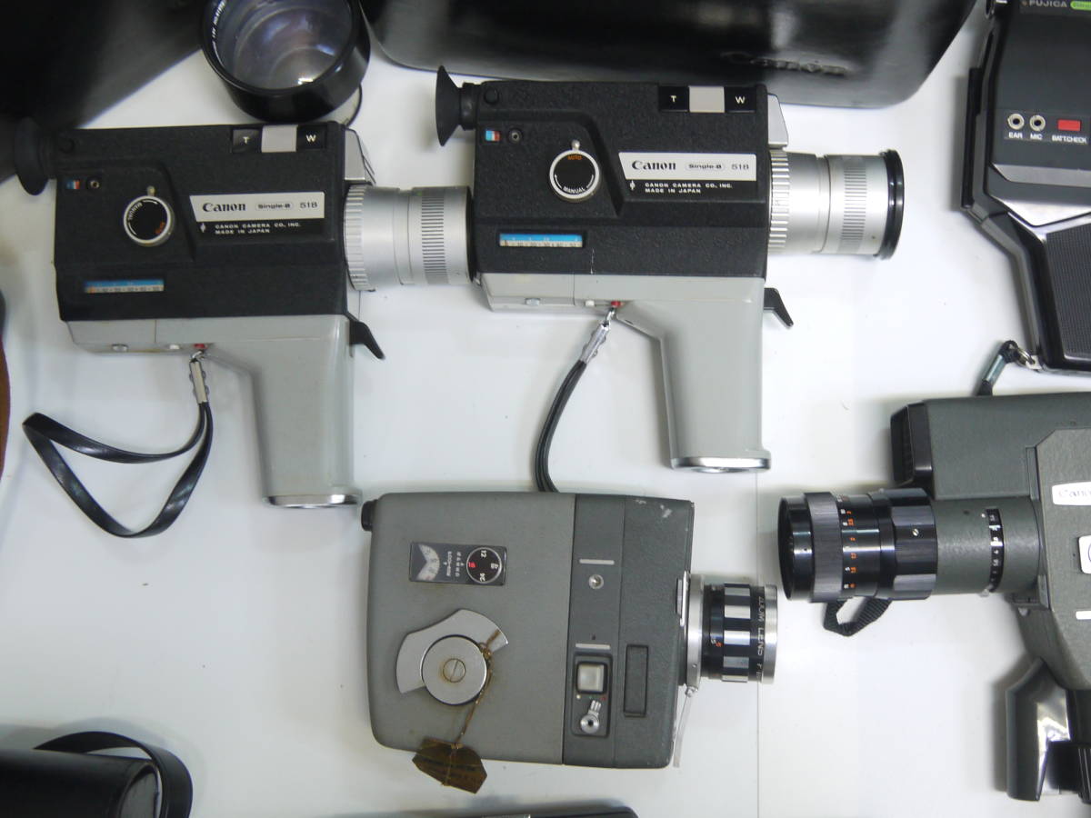 665 8ミリフィルムカメラ 10台 Single-8 Canon 518/8-2/FUJICA P300/SOUND 300/YASHICA 8-E3/ELMO 8-SS/BELL ...