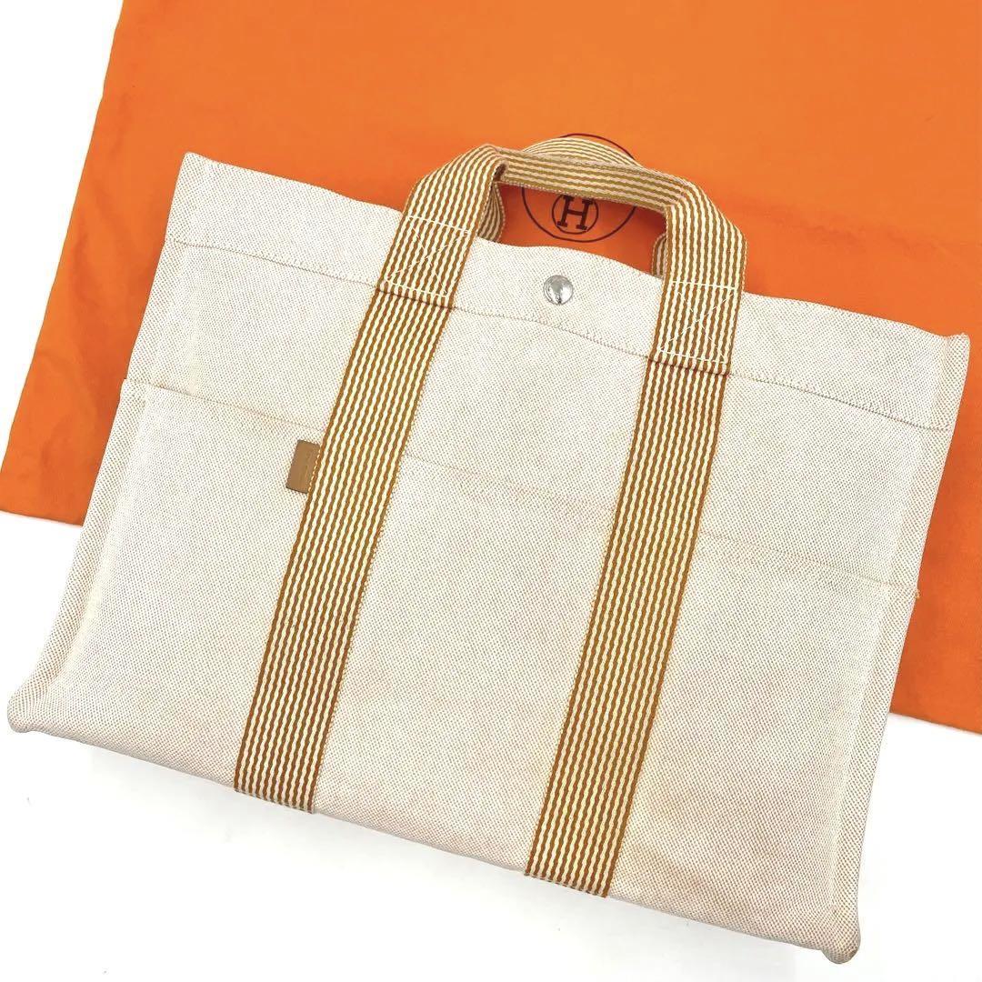 1円〜 HERMES エルメス ニューフールトゥ MM ハンドバッグ トートバッグ キャンバス オレンジ系 A4収納可能(フールトゥ)｜売買されたオークション情報、yahooの商品情報を ...
