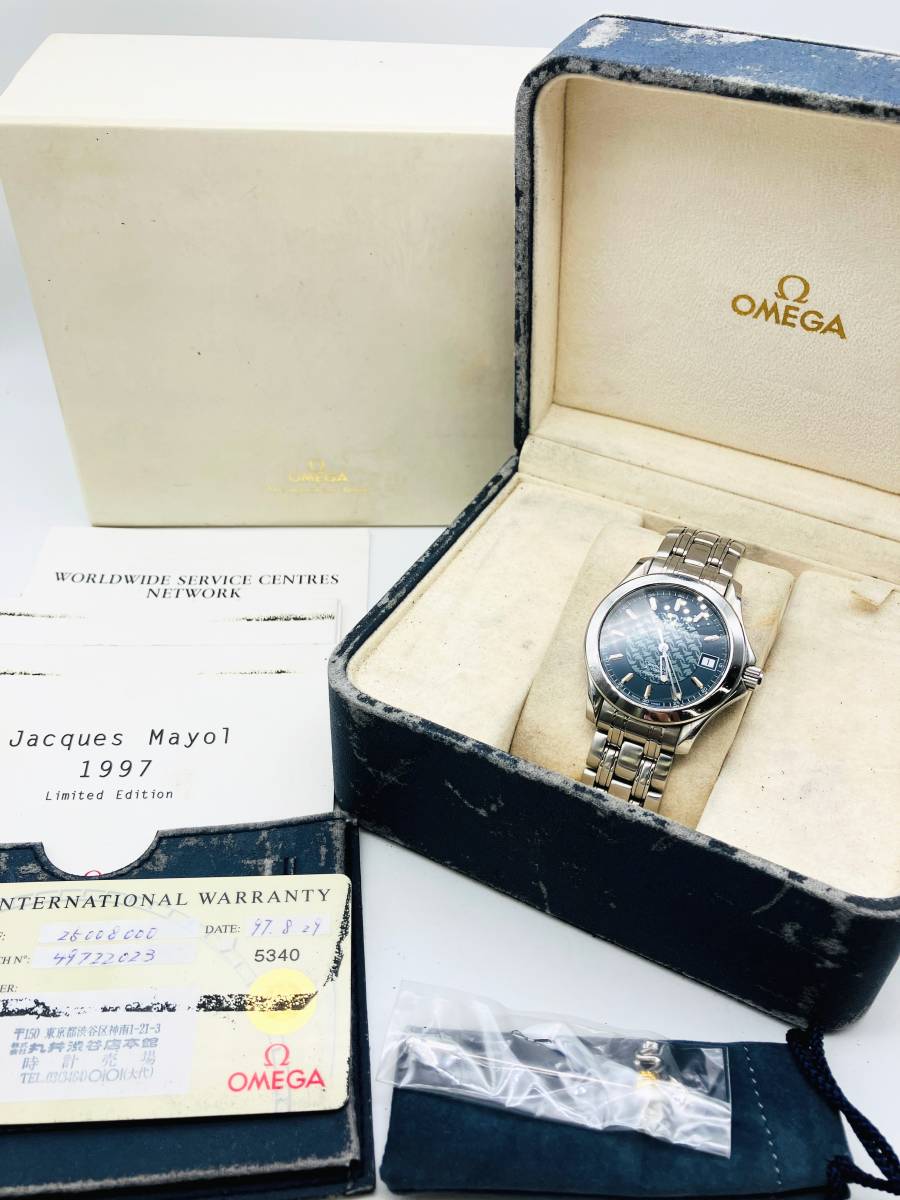 ミさ FY869 1円スタート OMEGA 5000本限定 オメガ シーマスター ジャックマイヨール イルカ ネイビー系文字盤 稼働 60 ...