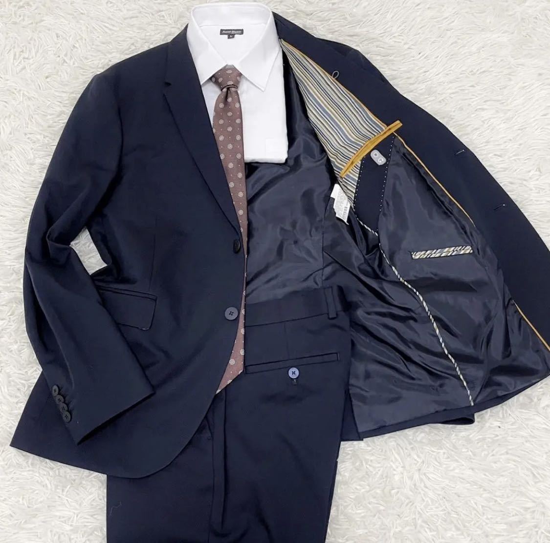 ZARA MAN ザラ スーツ セットアップ テーラードジャケット 裏地ストライプ 2B 紺 ネイビー 52 2XL相当 大きいサイズ メンズ ビジネス(XLサイズ以上)｜売買された ...