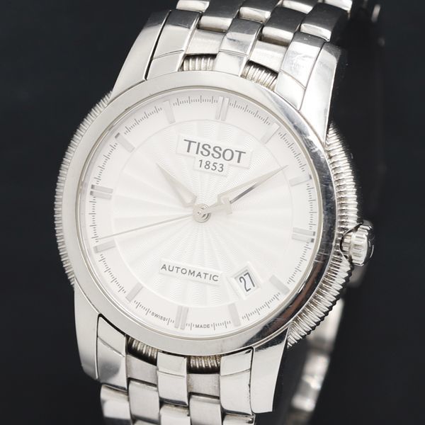 1円 稼働 AT/自動巻 良品 コマ2/保/箱付 ティソ R463/363 バラード デイト シルバー文字盤 メンズ腕時計 KRK ...