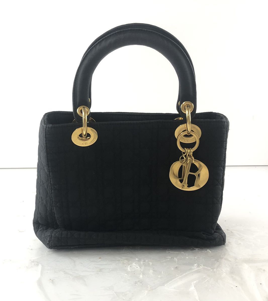SR114 ジャンク品 Christian Dior クリスチャンディオール カナージュ ハンドバッグ ナイロン ブラック RU0051 ...