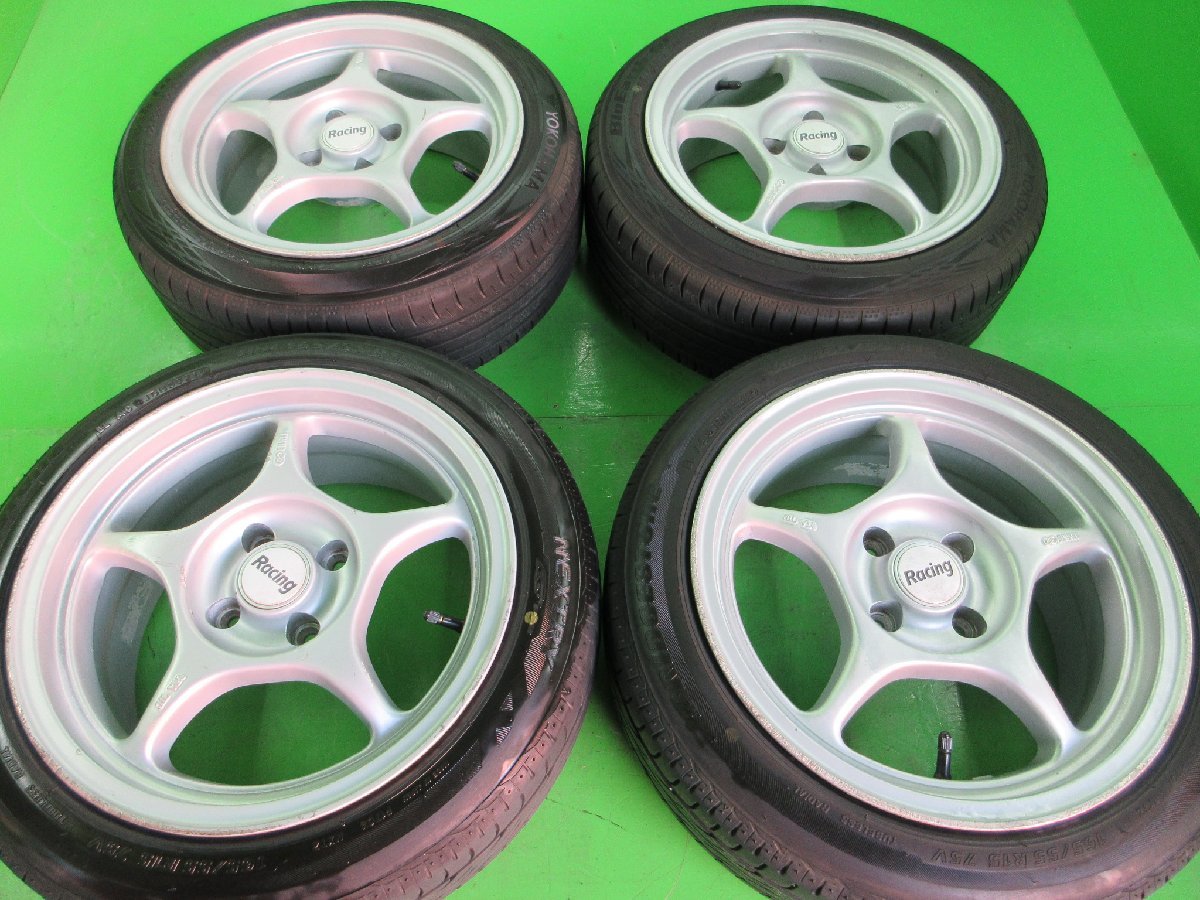 PCD100 ENKEI エンケイレーシング RP01 7j/+35 ハブ約73㎜ タイヤ 165/55-15 約9分山 製造20年21年 4 ...