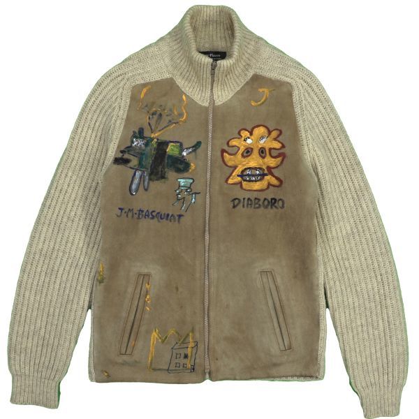 Com Piacere Couture バスキアペイント ヘビーニットカーディガン ブルゾン ジャケット イタリア製 46 Jean ...