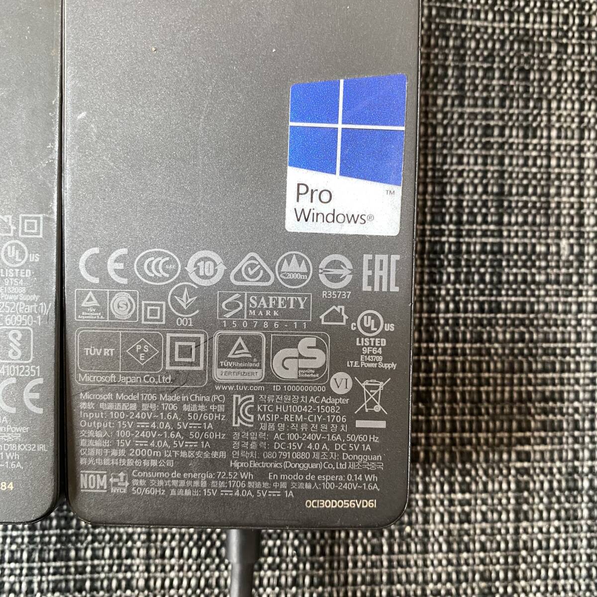 2台 純正 Microsoft surface ACアダプター/15V 4.0A 65W/Model 1706/surface Pro3 Pro4 Pro5 Pro6 Laptop 2 ...