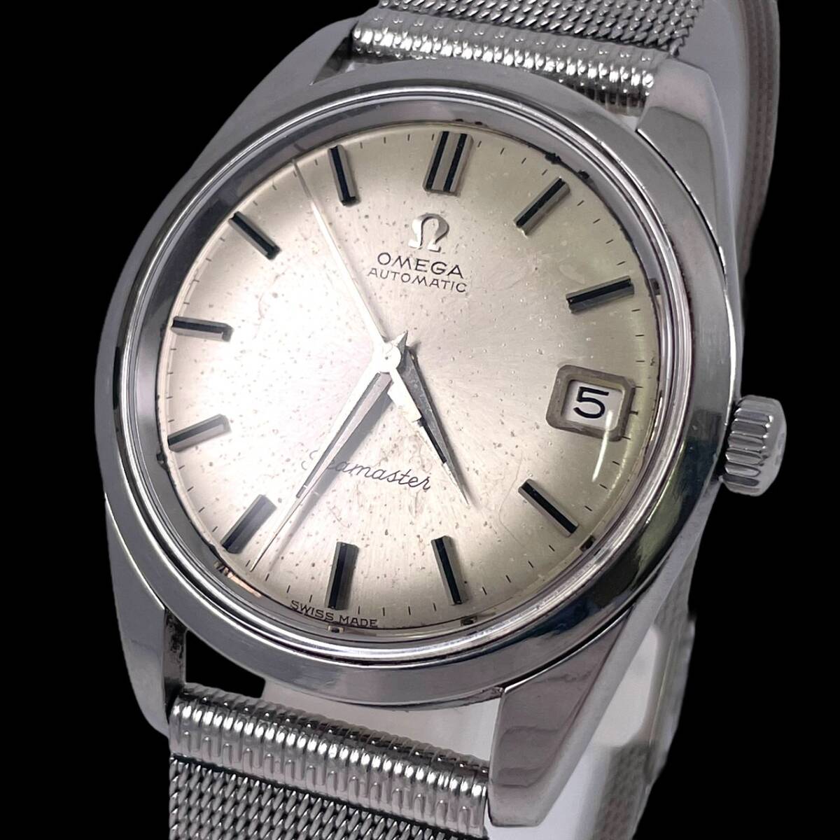 24E095 オメガ OMEGA 166010 シーマスター SEAMASTER メンズ腕時計 ジャンク品 自動巻き 3針 デイト シルバー ...
