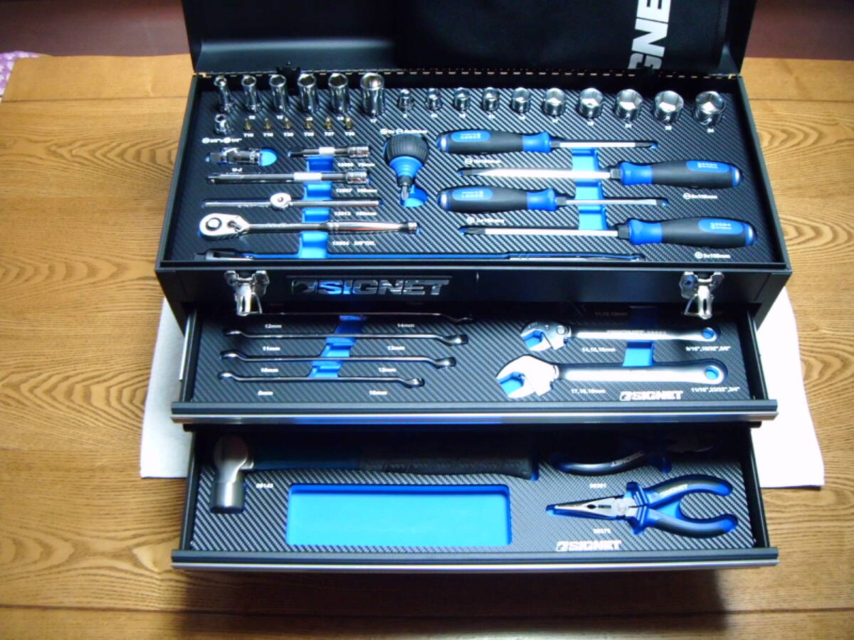 綺麗 SIGNET シグネット 工具セット ツールセット 3段ツールチェスト ツールボックス 黒/青コンビ DIY(工具セット)｜売買された ...