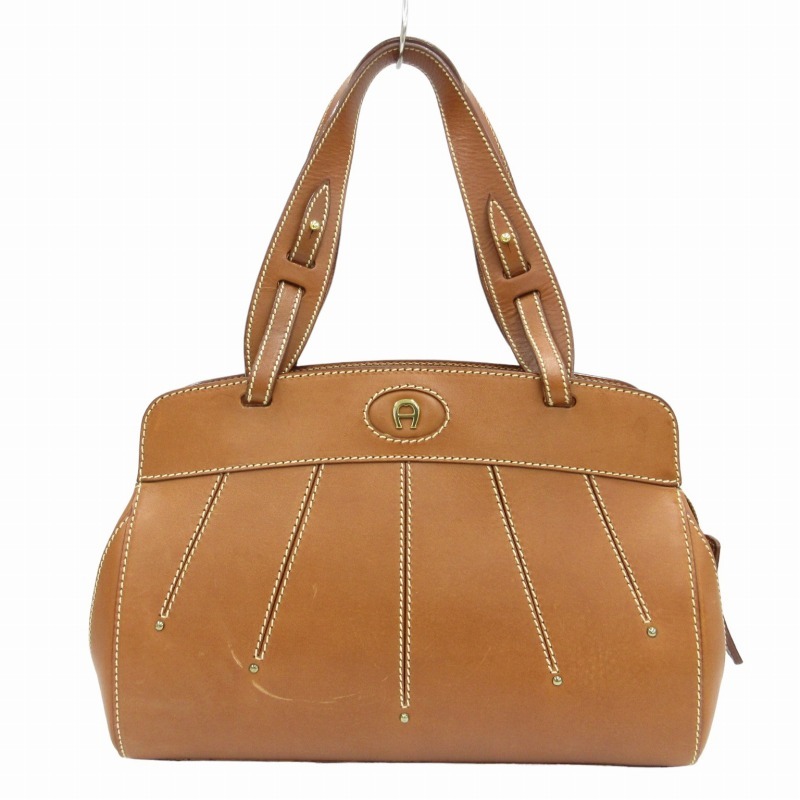 アイグナー AIGNER ハンドバッグ 鞄 手提げ ロゴ金具 茶 ブラウン /FF 0819 WY レディース(その他)｜売買された ...