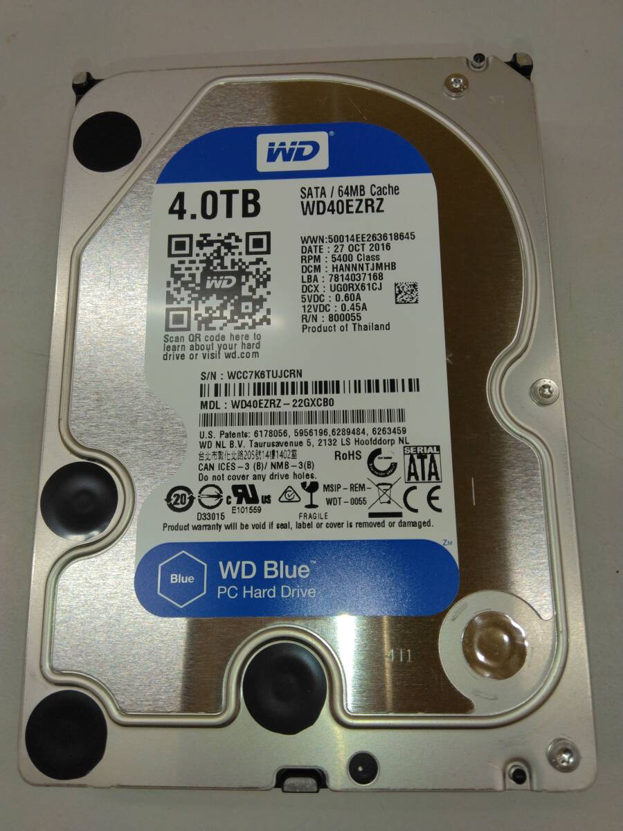 M684 机 ジャンク品 WesternDigital WDC WD40EZRZ-22GXCB0 4000.7GB 4TB 5400RPM Blue 3.5インチ HDD SATA ...