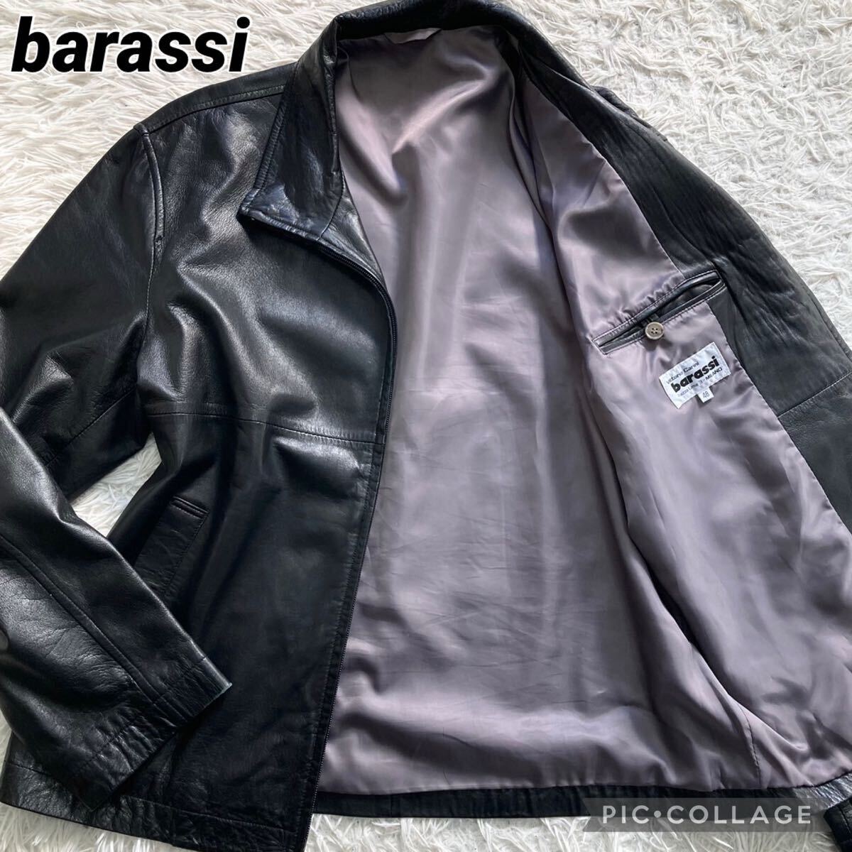 L barassi バラシ ライダースジャケット 羊革 ラムレザー ブルゾン シングル スタンドカラー 黒 ブラック メンズ 48 大きいサイズ(Lサイズ)｜売買されたオークション情報 ...