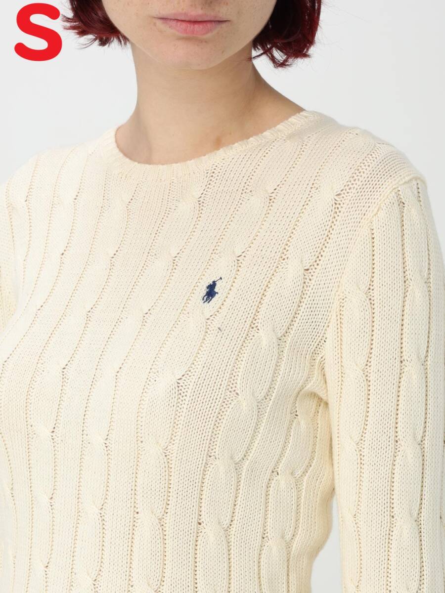 大 Polo Ralph Lauren レディース ラウンドネック ケーブルニット セーター 211891640010 cream クリーム ...
