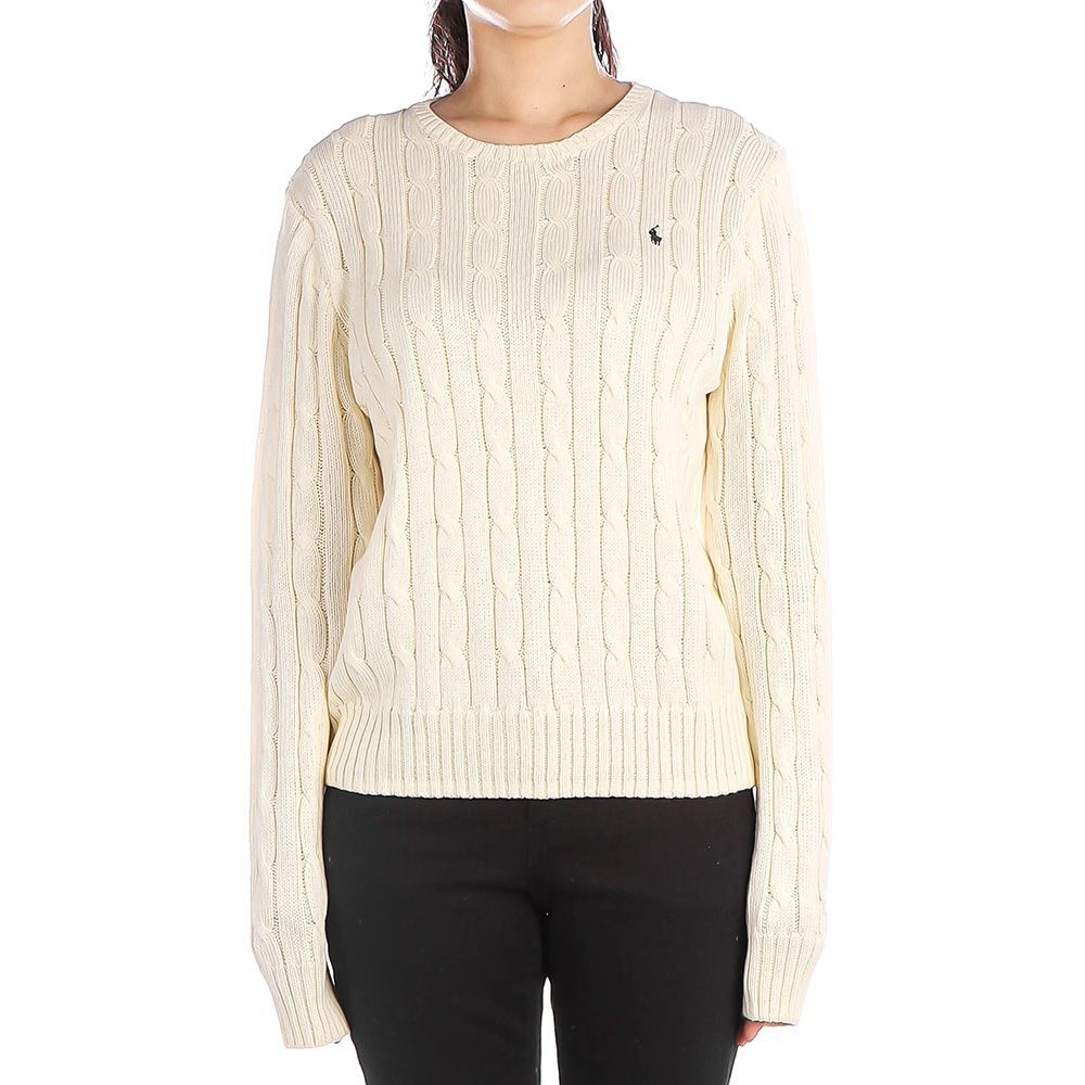 大 Polo Ralph Lauren レディース ラウンドネック ケーブルニット セーター 211891640010 cream クリーム ...
