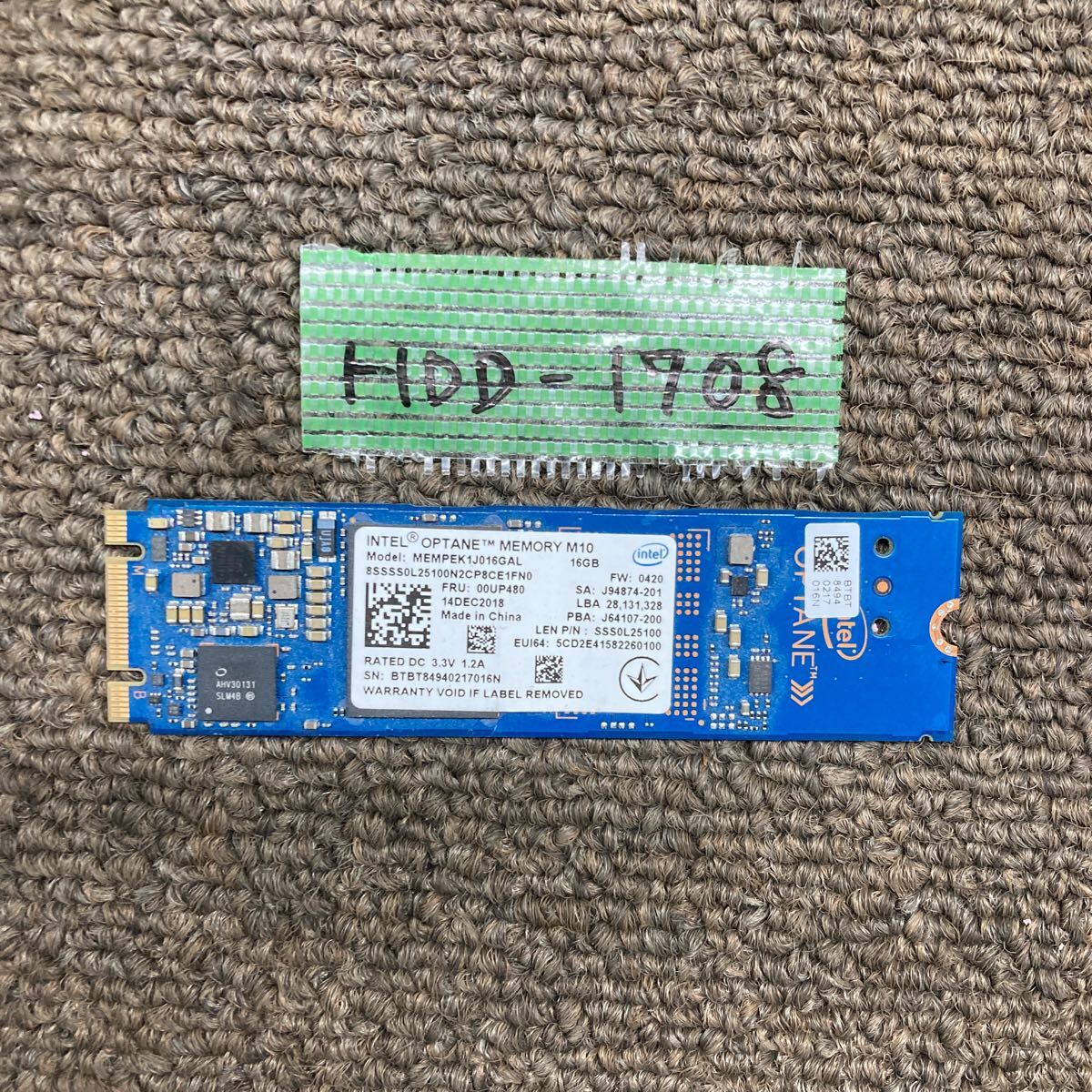 HDD-1708 激安 SSD16GB SATA 24384時間 内蔵SSD Intel OPTANE MEMORY M10 MEMPEK1J016GAL Crystaldiskinfoにて ...