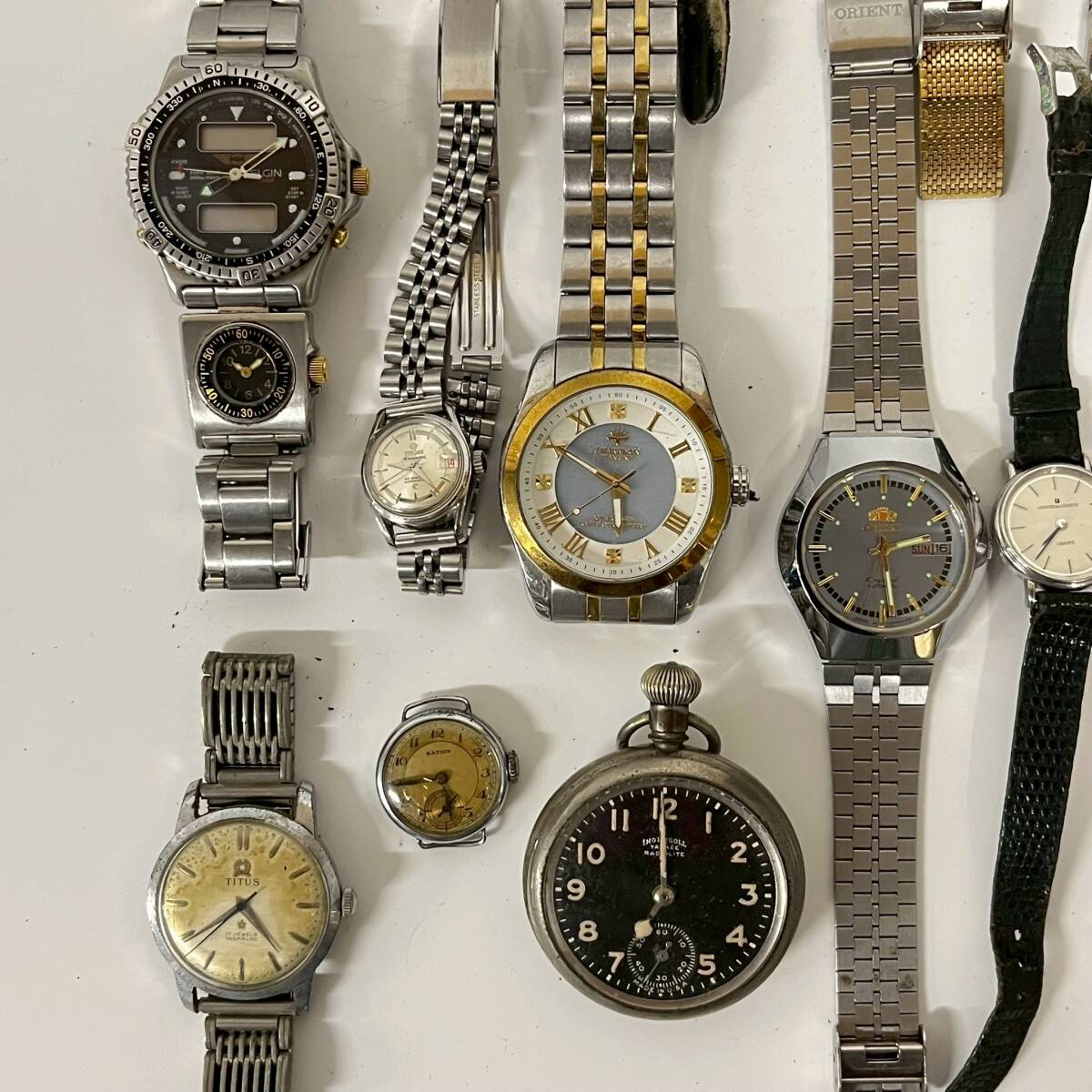 1円~ 19点 腕時計 まとめ TITUS RADO ORIENT LONGINES UNIVERSAL GENEVE NATION ELGIN TITONI INGERSOLL 等 QZ ...