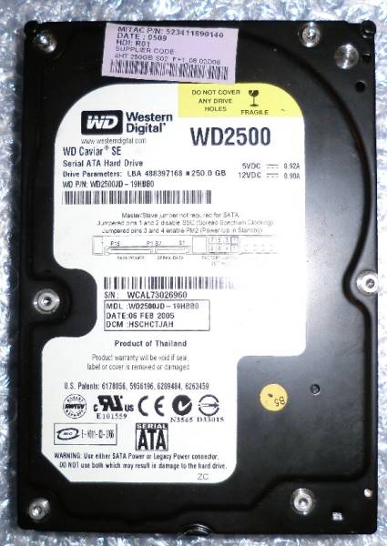 WDC WD2500JD-19HBB0 250GB 7200rpm SATA 4ピン電源も有(200GB～)｜売買されたオークション情報 ...