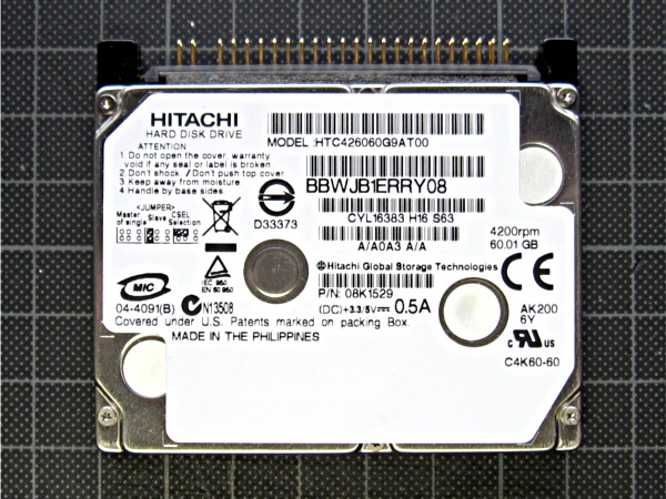 Thinkpad X40/X41に最適 日立 1.8インチ HDD 60GB 流体軸受(12インチ～)｜売買されたオークション情報、yahoo ...