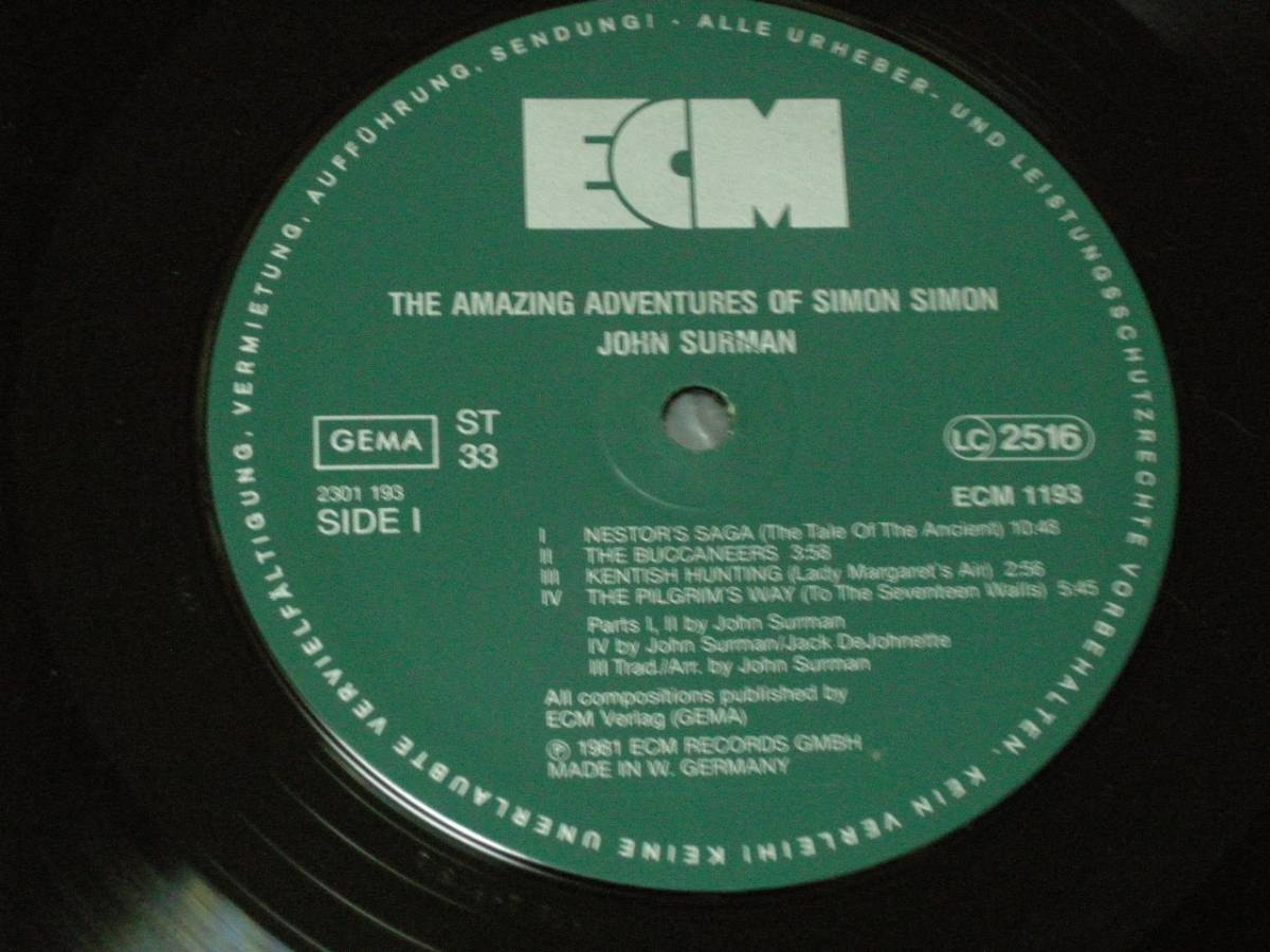 JOHN SURMAN JACK DEJOHNETTE / THE AMAZING ADVENTURES OF SIMON SIMON 西独 ...