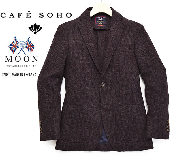 品 カフェソーホー CAFE SOHO 英国MOON社生地 シェットランドウール ツイードジャケット(Mサイズ)｜売買されたオークション情報、yahooの商品情報をアーカイブ公開 ...
